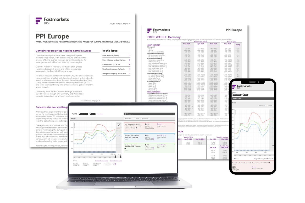 PPI Europe newsletter sample landing page - Fastmarkets